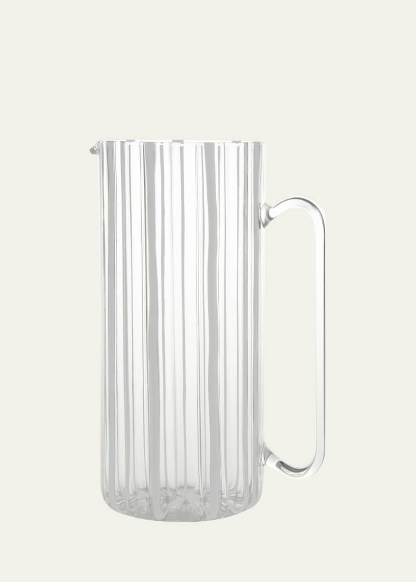 Tuttoattaccato Ribbed Tall Straight Glass Pitcher, White - Bergdorf Goodman