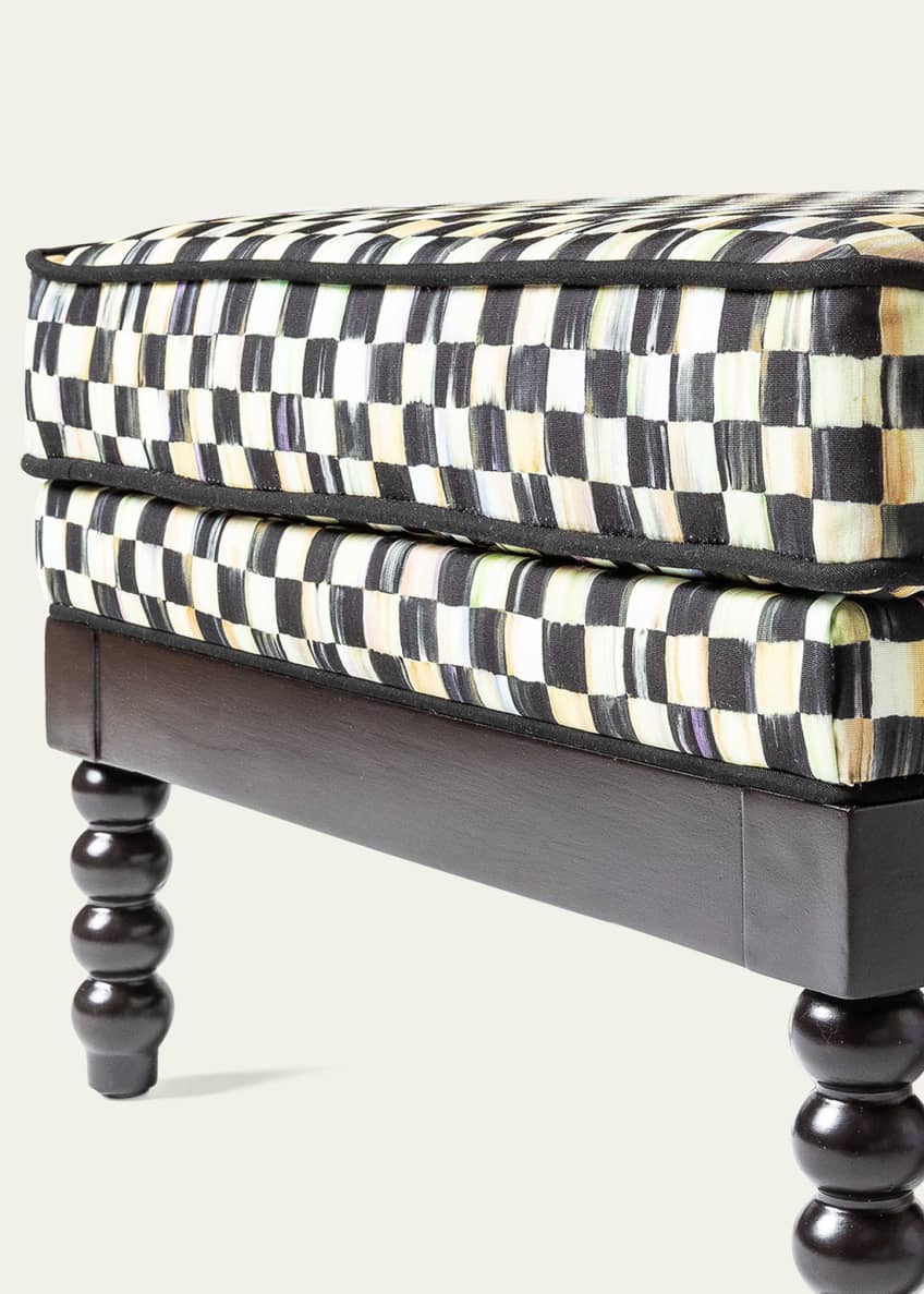 MacKenzie-Childs Spindle Check Outdoor Ottoman - Bergdorf Goodman