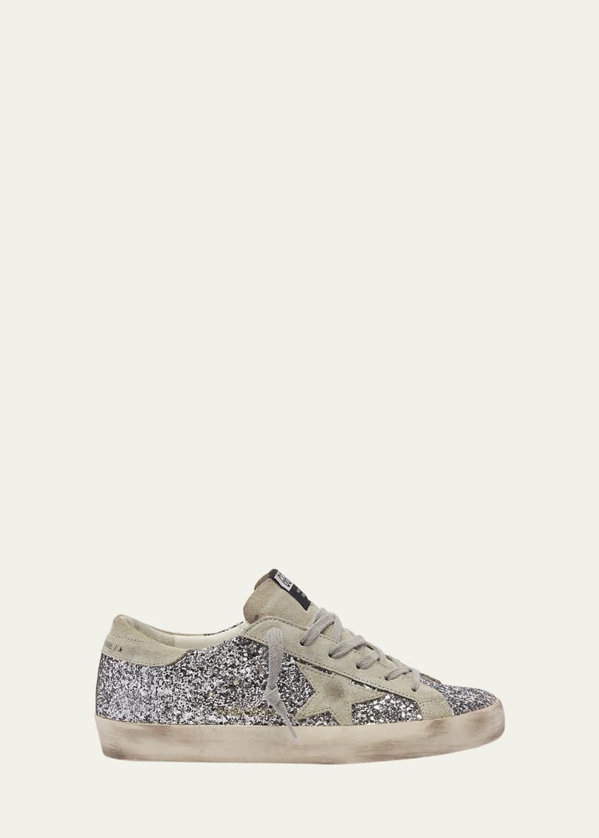 Golden Goose Superstar Suede Glitter Low-Top Sneakers - Bergdorf Goodman