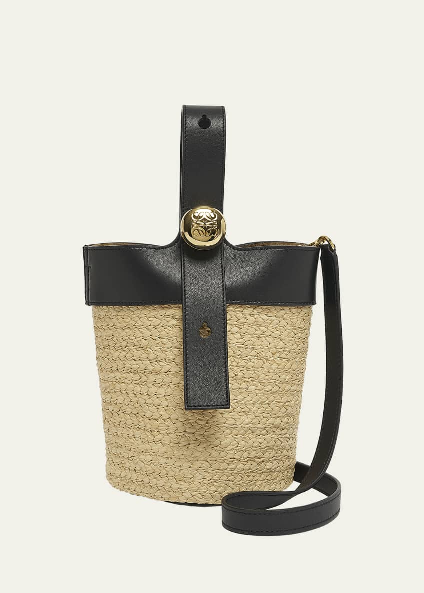Loewe Mini Anagram Pebble Raffia Bucket Bag - Bergdorf Goodman