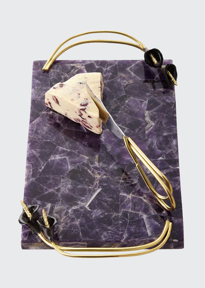 Michael Aram Calla Lily Midnight Amethyst Small Cheese Board with Knife ...
