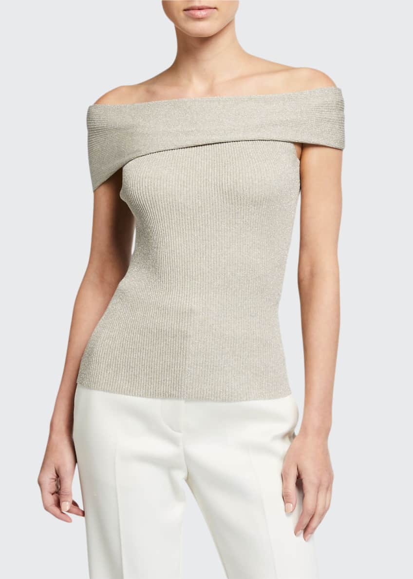 3.1 Phillip Lim Metallic Off-Shoulder Pullover Sweater and Matching ...