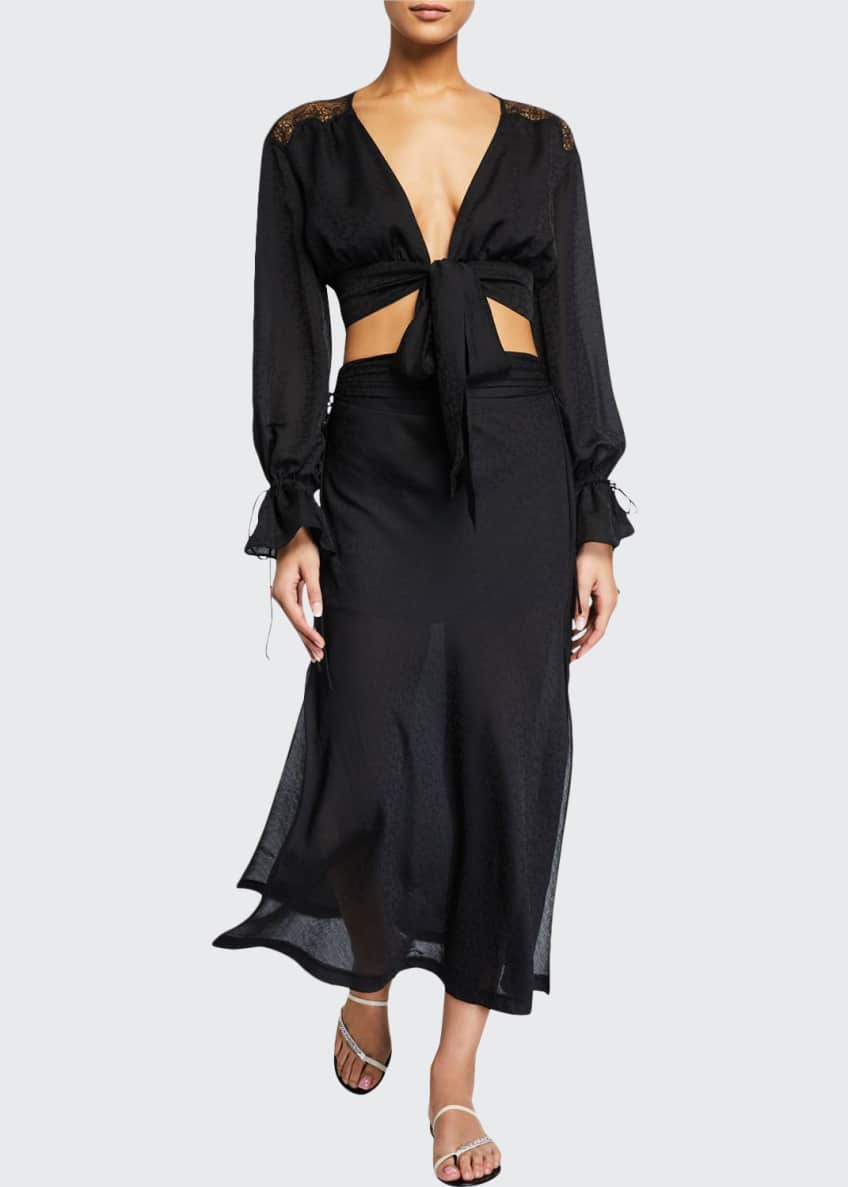 SIMKHAI Sandy Chiffon Jacquard Coverup Top and Matching Items ...