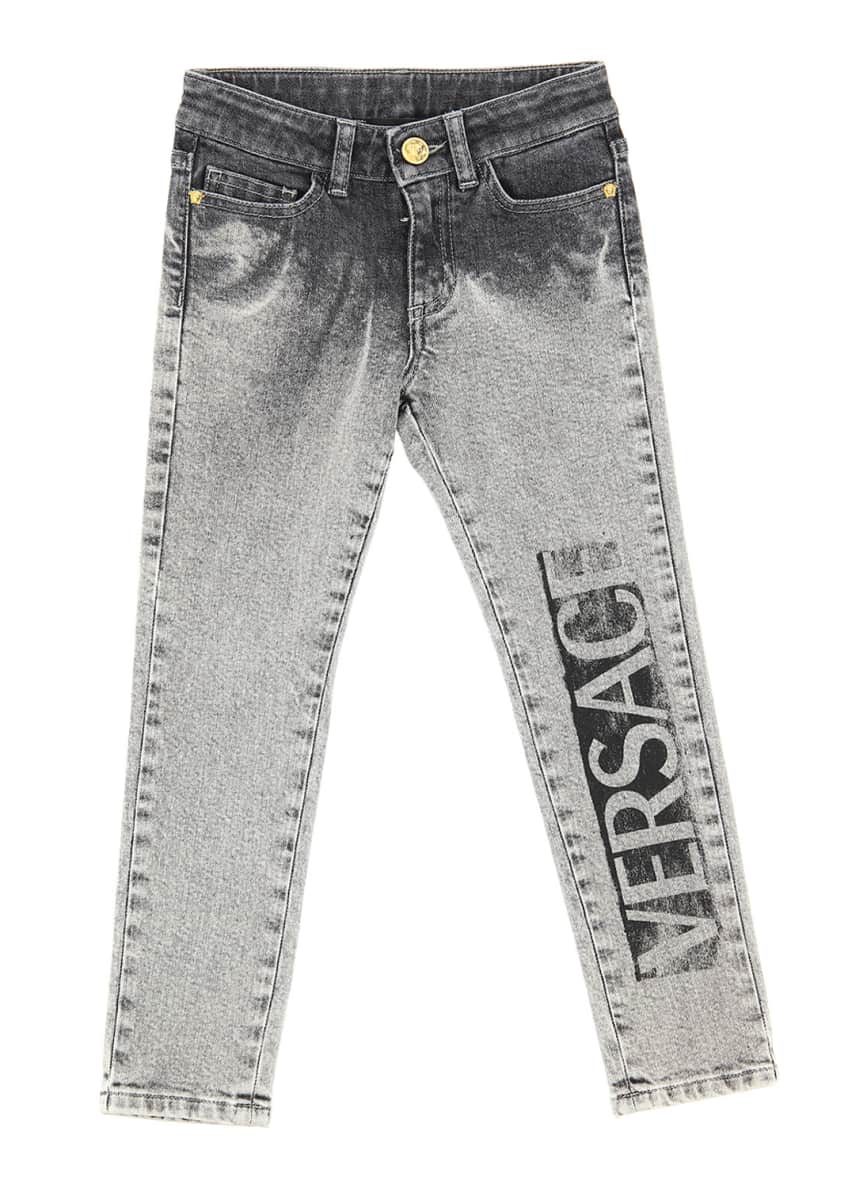 Versace Kids' Acid Wash Jeans With Logo Down Leg, Size 4-6 and Matching ...