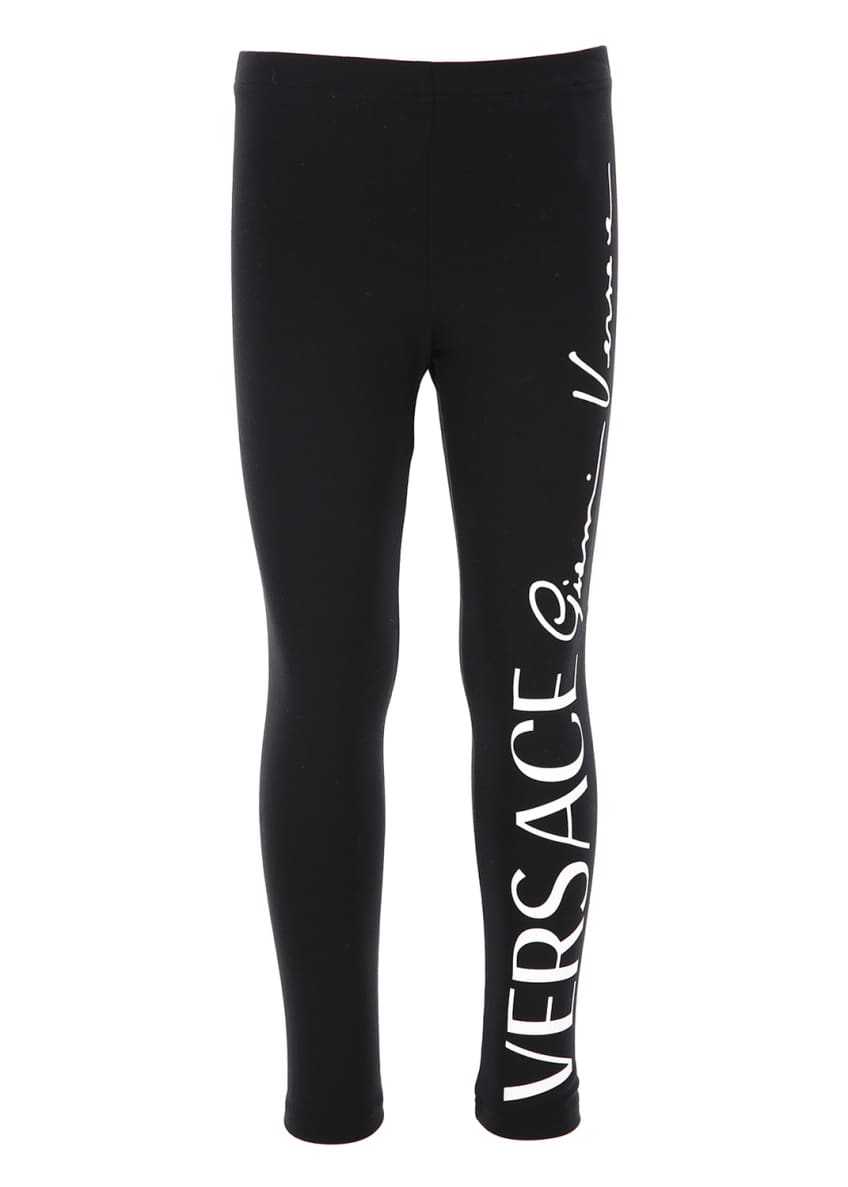 Versace Kids' Jersey Legging with Logo Script Down Leg, Size 4-6 and ...