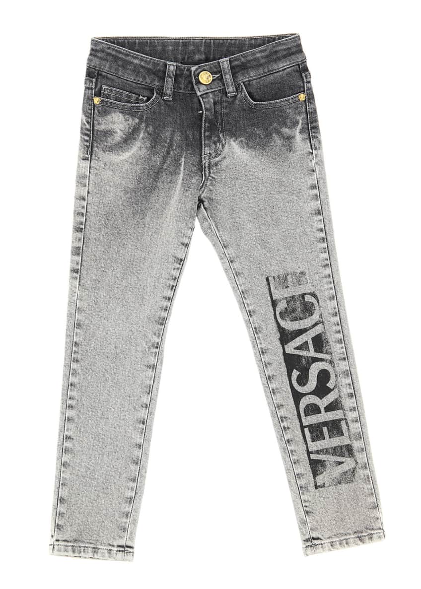 Versace Kids' Acid Wash Jeans With Logo Down Leg, Size 4-6 and Matching ...