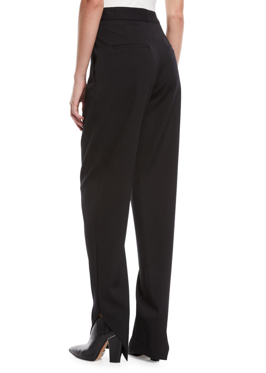 Olivier Theyskens Long-Sleeve Button-Front Lace Blouse w/ Satin Trim ...