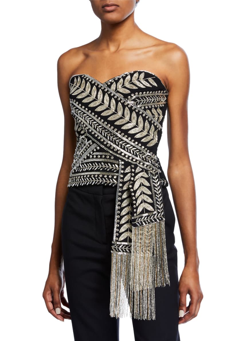Oscar de la Renta Strapless Crosspver Embroiderered Top and Matching ...