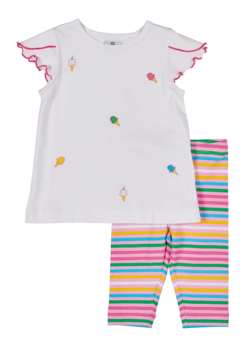 Florence Eiseman Ice Cream Cone Embroidered Top w/ Multi-Stripe ...