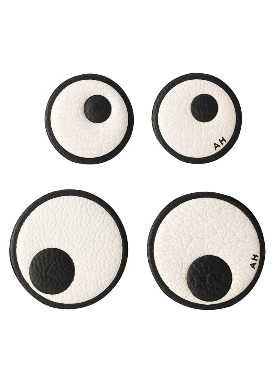 Anya Hindmarch Leather Eye Stickers for Handbag, Chalk - Bergdorf Goodman