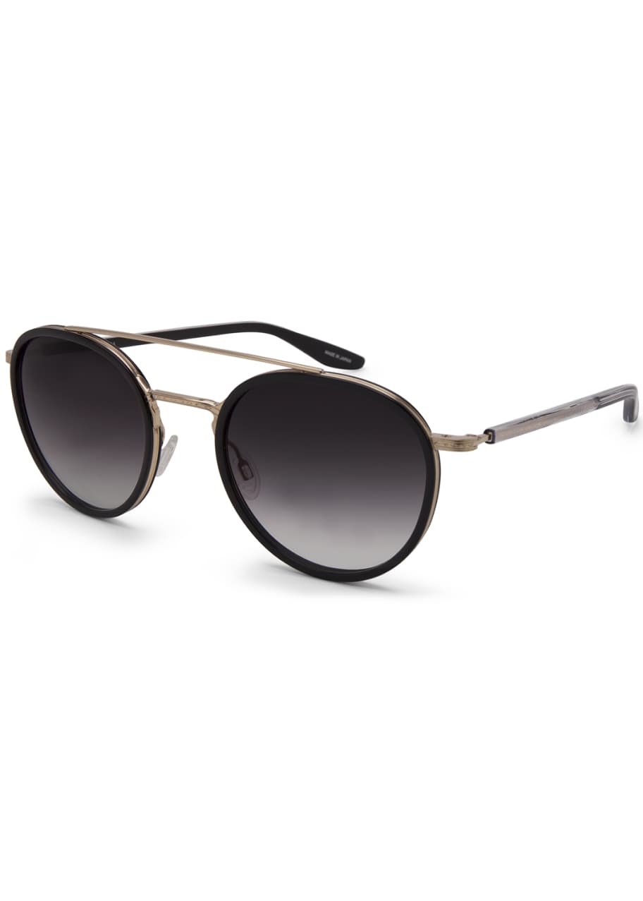 Barton Perreira Justice Gradient Round Sunglasses, Black/Gold ...