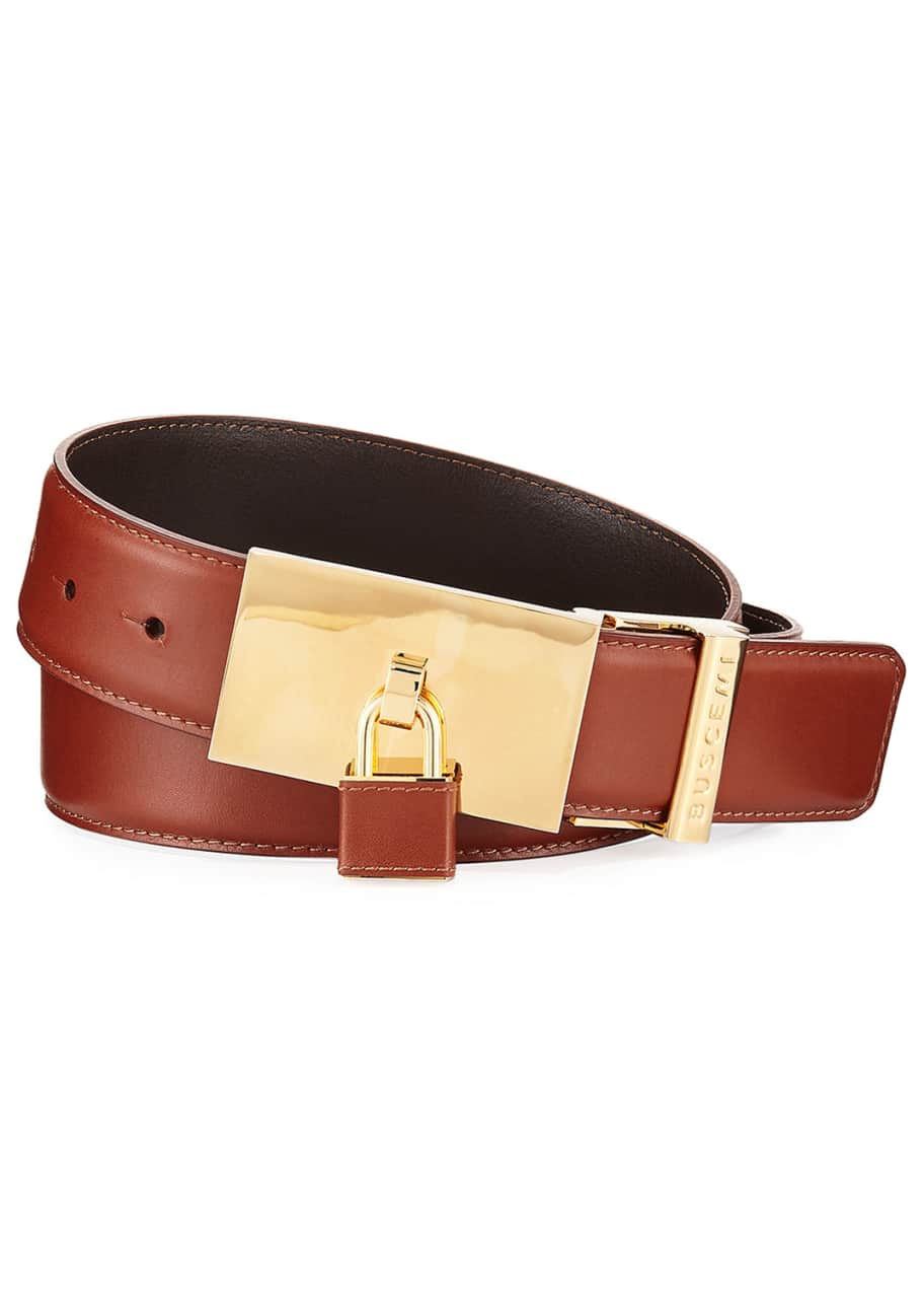 Buscemi Padlock-Buckle Leather Belt - Bergdorf Goodman