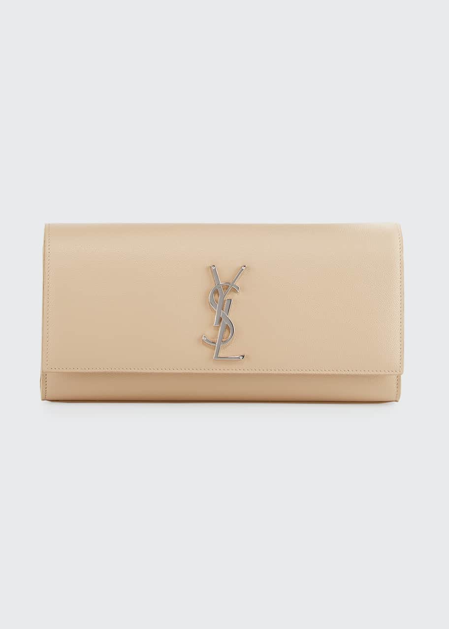 Saint Laurent Kate Monogram YSL Grain de Poudre Clutch Bag - Bergdorf ...
