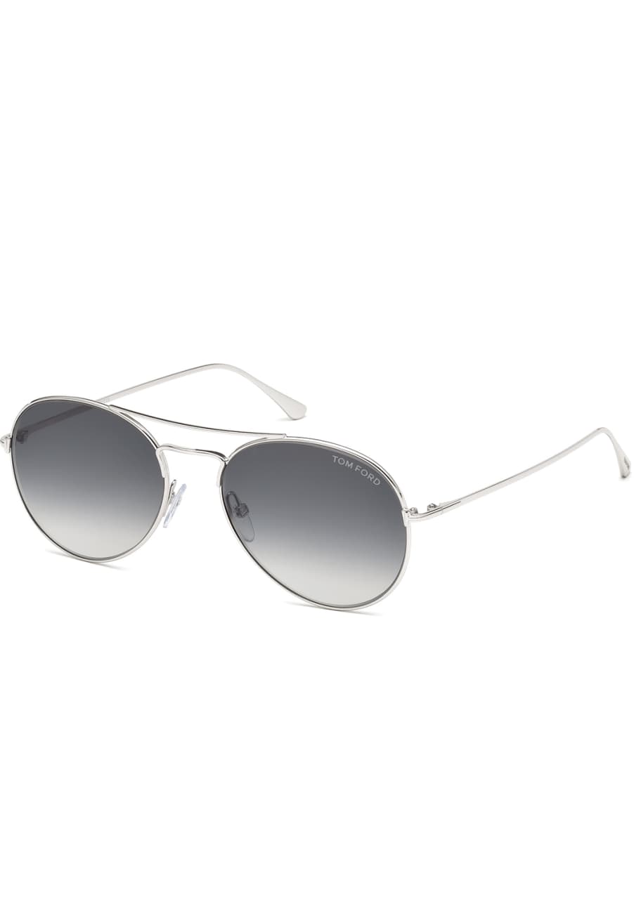 TOM FORD Ace Metal Pilot Sunglasses, Shiny Rhodium/Gradient Smoke ...