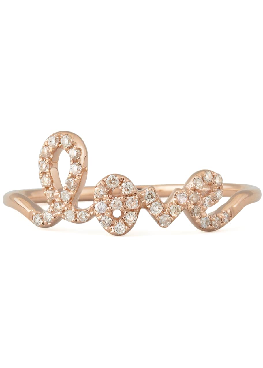 Sydney Evan 14k Rose Gold Diamond Love Script Ring - Bergdorf Goodman