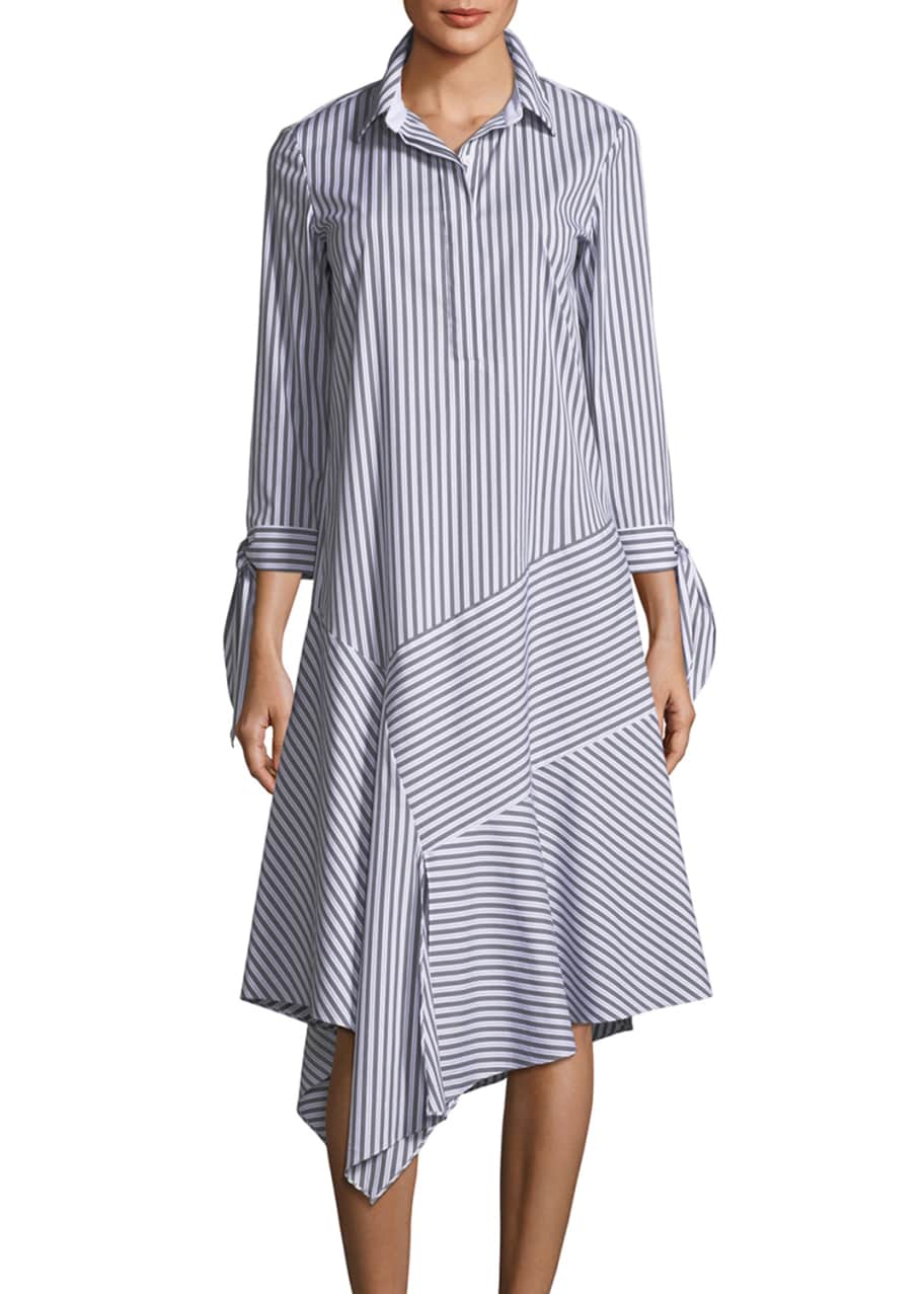 Lafayette 148 New York Leighton Striped Asymmetric-Hem Dress - Bergdorf ...