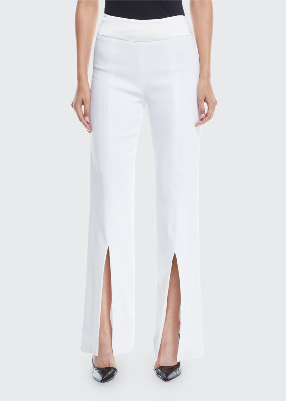 SIMKHAI Satin-Combo Front-Slit Pants - Bergdorf Goodman