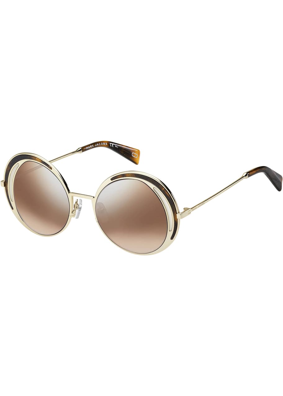 Marc Jacobs Round Metal Sunglasses with Inlaid Rim Detail - Bergdorf ...