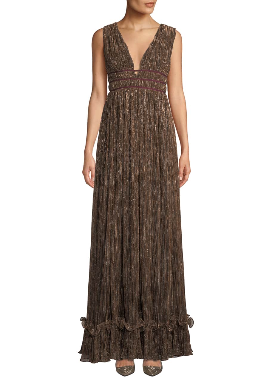 ZAC Zac Posen Ruth Pleated Metallic Gown - Bergdorf Goodman