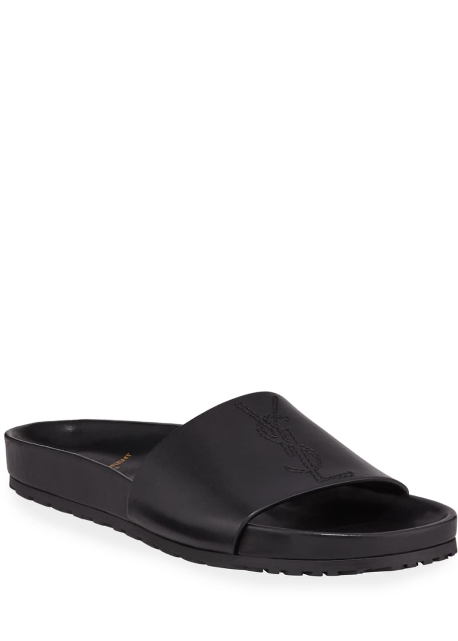 Saint Laurent Men's Jimmy 20 YSL Slide Sandals - Bergdorf Goodman