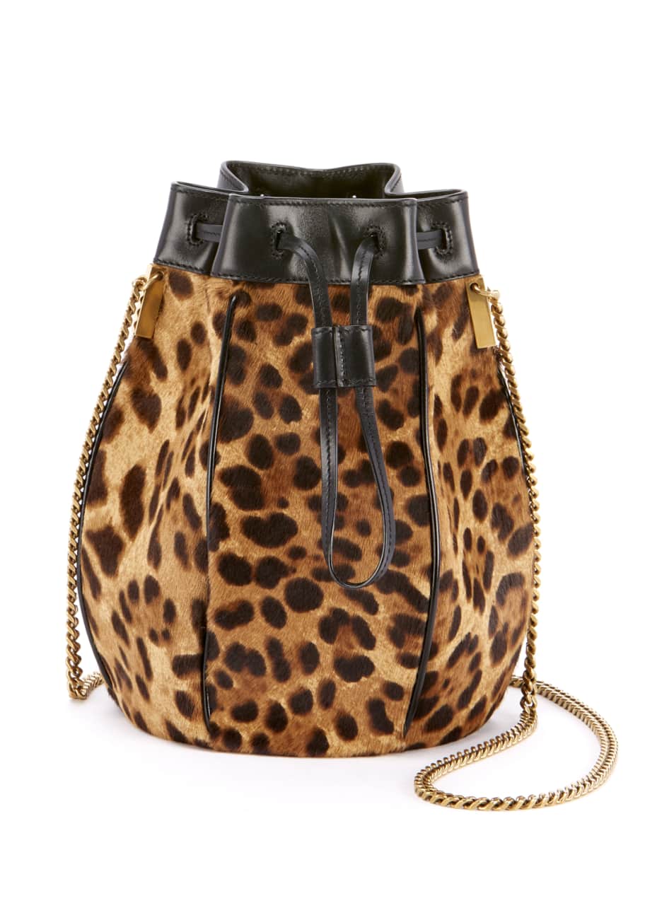 Saint Laurent Talitha Leopard-Print Fur Medium Bucket Bag - Bergdorf ...