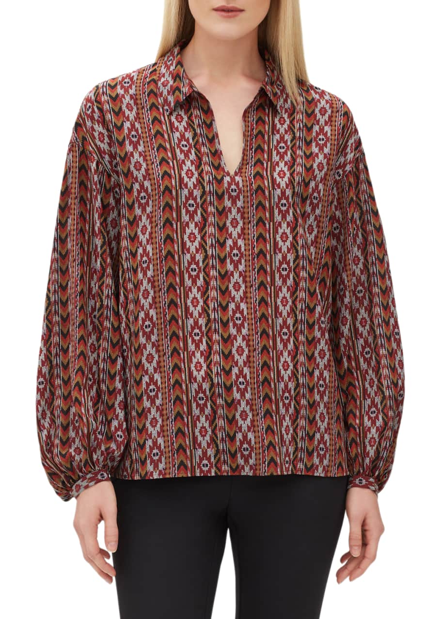 Lafayette 148 New York Delora Southwestern-Print Silk Blouse - Bergdorf ...
