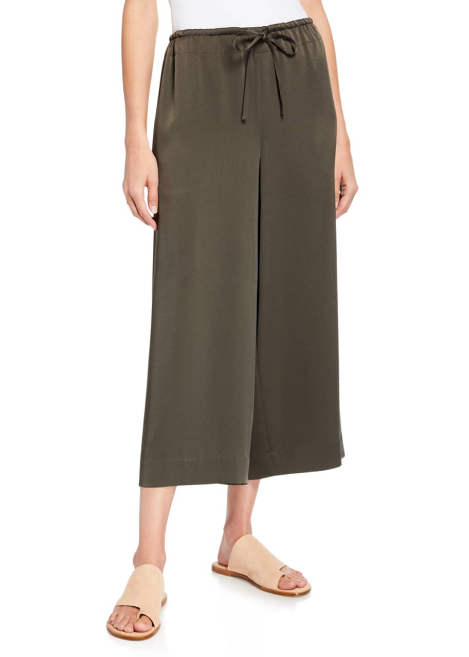 Vince Cropped Satin Drawstring Culottes - Bergdorf Goodman