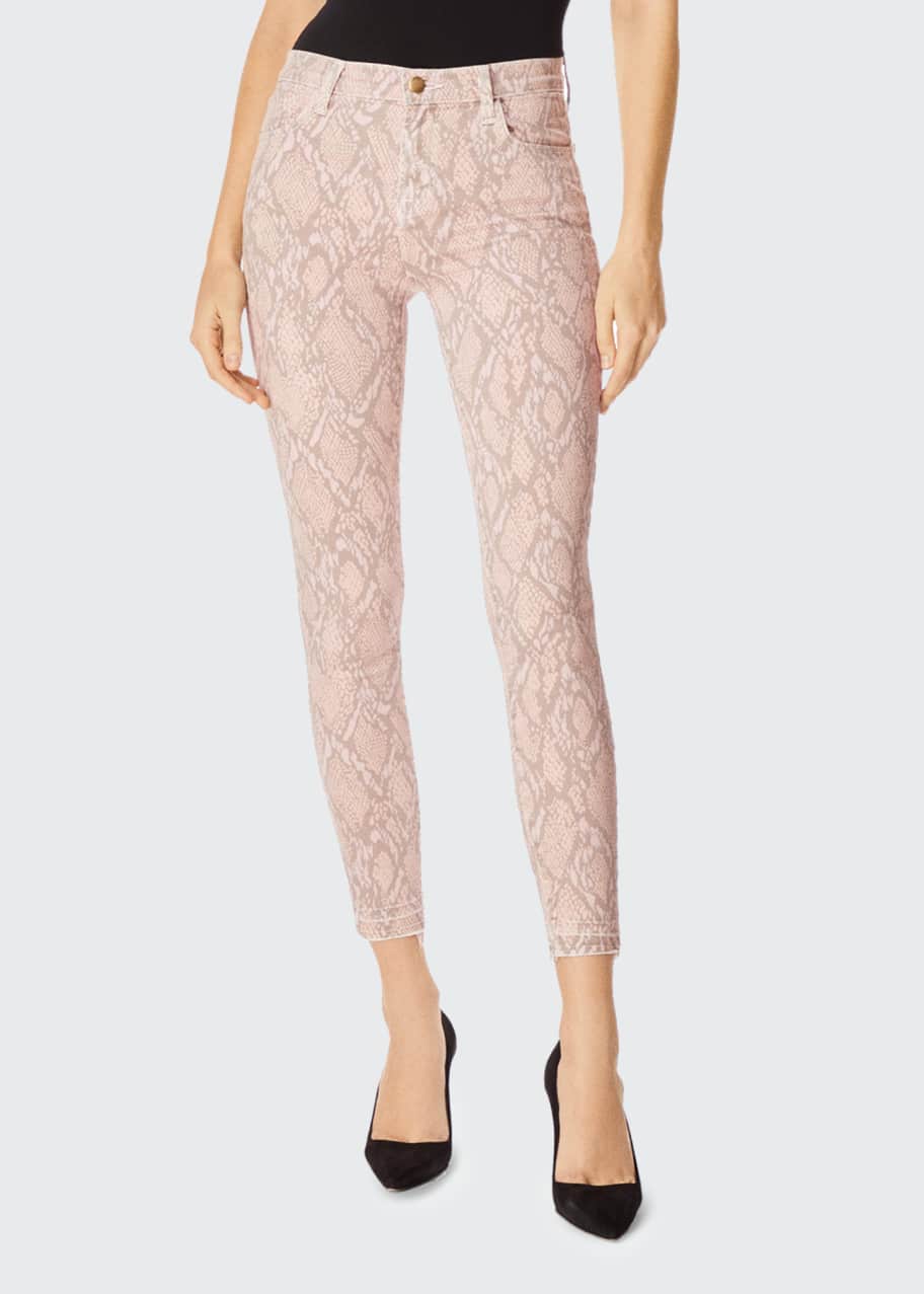 J Brand Alana High-Rise Cropped Snake-Print Jeans - Bergdorf Goodman