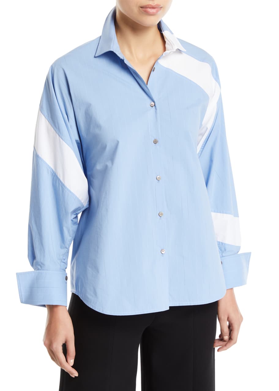 palmer//harding Solo Striped Cotton Paneled Button-Front Shirt ...