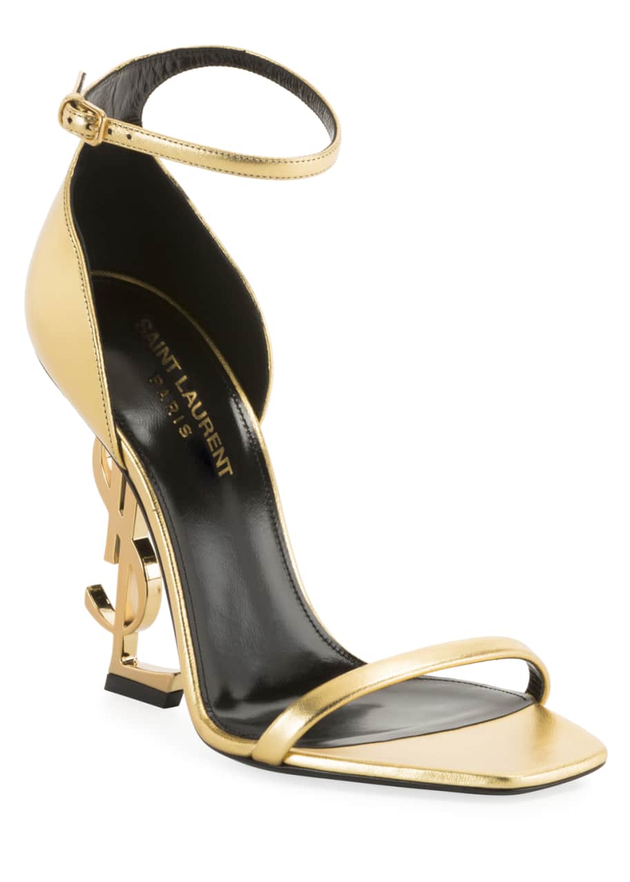 Saint Laurent Opyum YSL Logo-Heel Sandals - Bergdorf Goodman