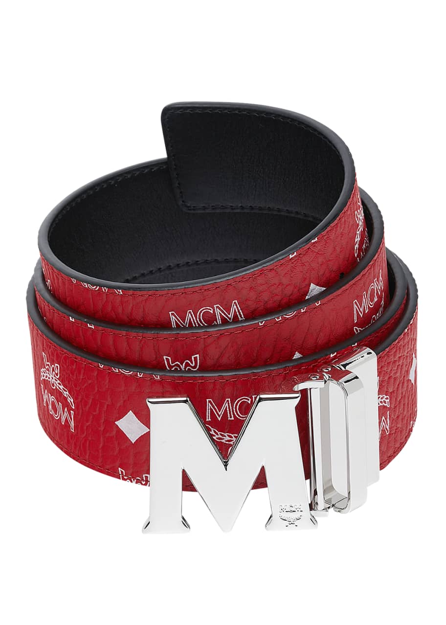 MCM Men's Visetos Reversible M-Buckle Monogram Belt - Bergdorf Goodman