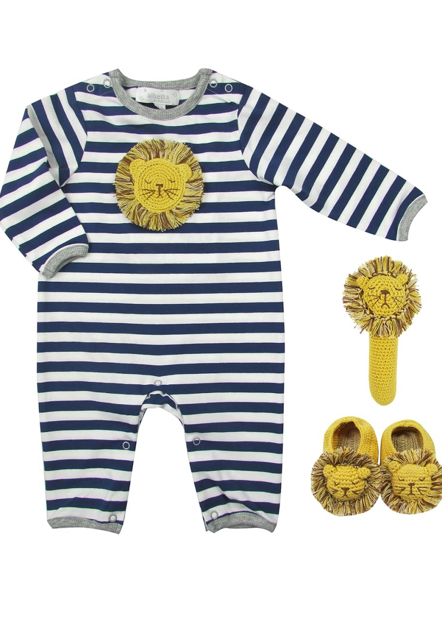 Albetta Striped Crochet Lion 3-Piece Layette Set, Size 0-12 Months ...