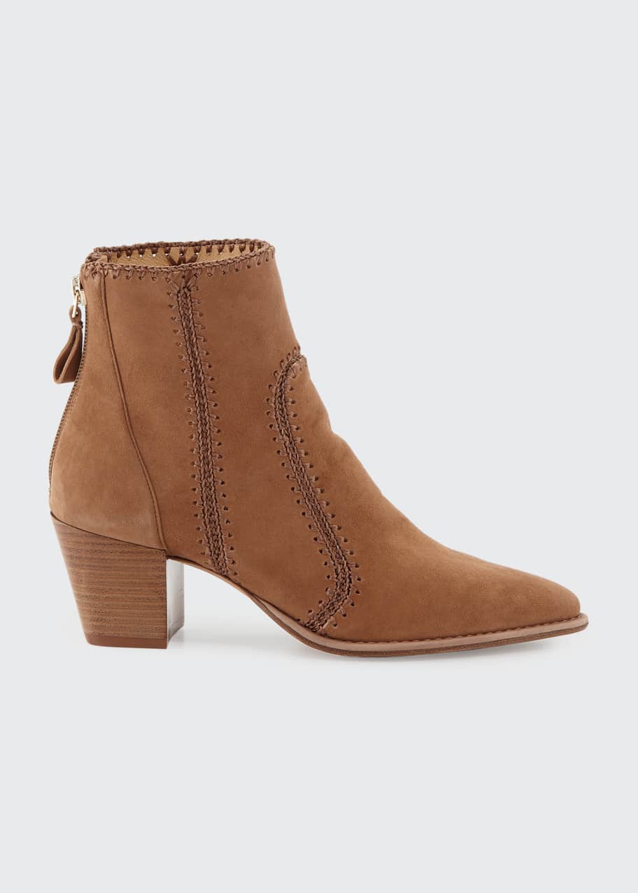Alexandre Birman Benta Suede Stitched Booties - Bergdorf Goodman