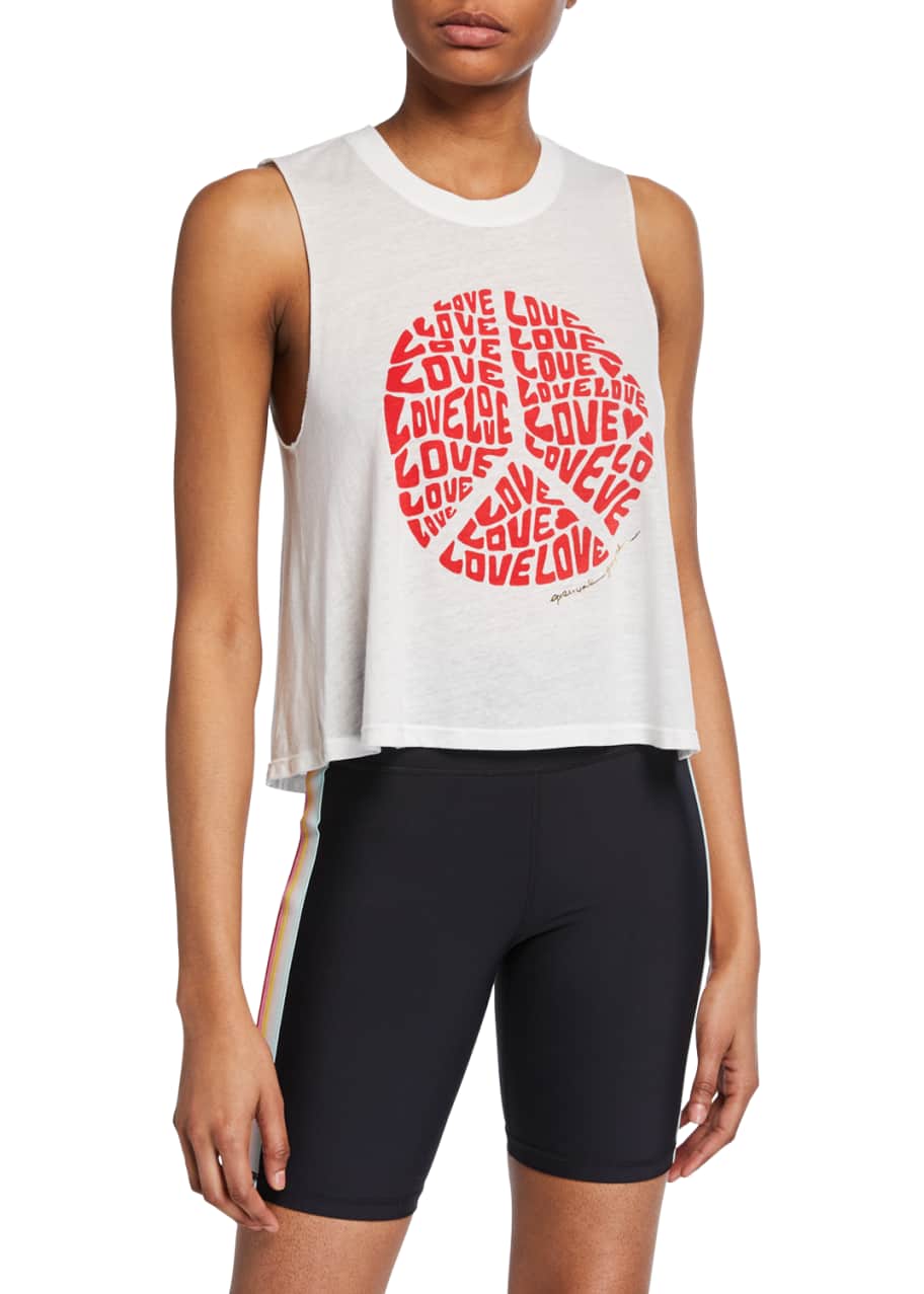 Spiritual Gangster Love Peace-Sign Graphic Crop Tank - Bergdorf Goodman