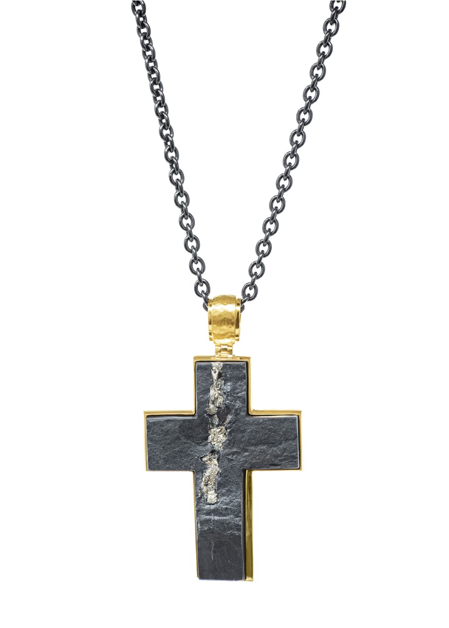 Jorge Adeler Men's 18k Slate Cross Pendant - Bergdorf Goodman