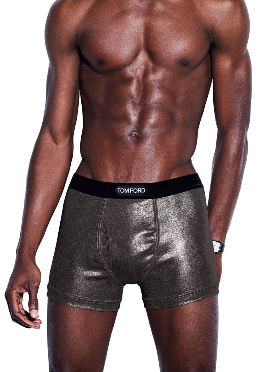 Tom Ford Mens Logo Band Metallic Cotton Boxers Bergdorf Goodman
