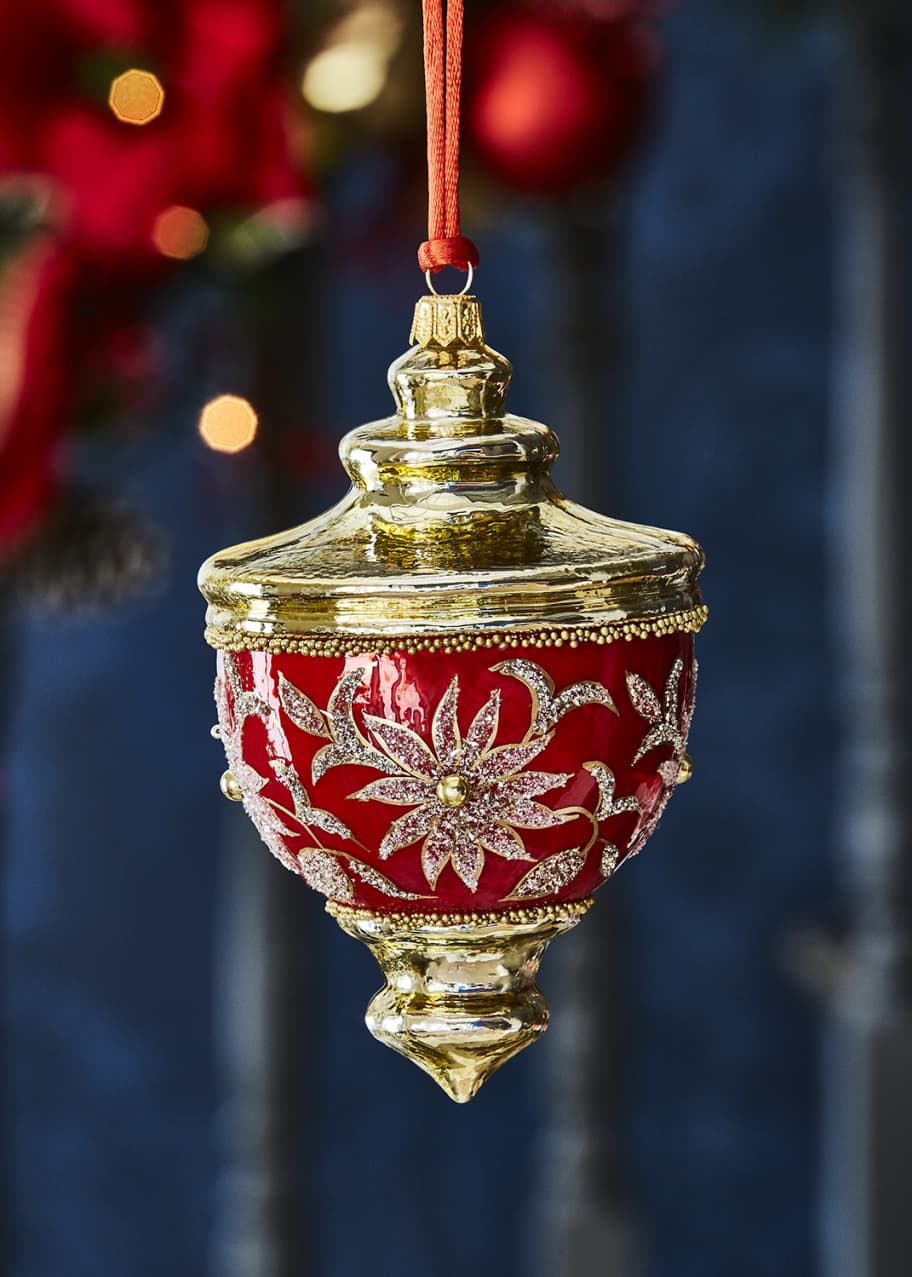 Red Opal Vase Flowers Finial Christmas Ornament - Bergdorf Goodman