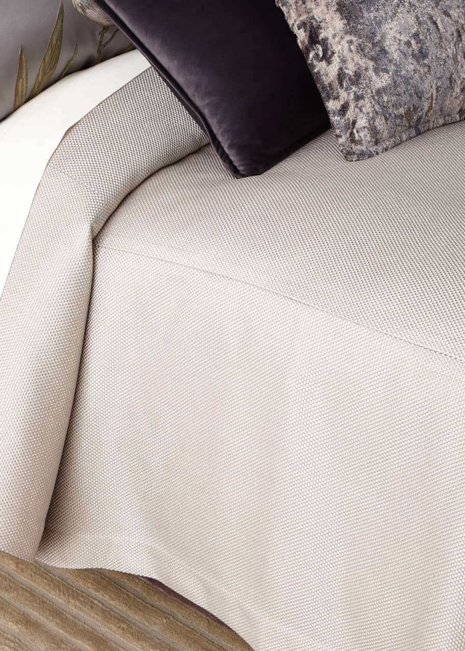 Fino Lino Linen & Lace Trackstar Silver King Coverlet - Bergdorf Goodman