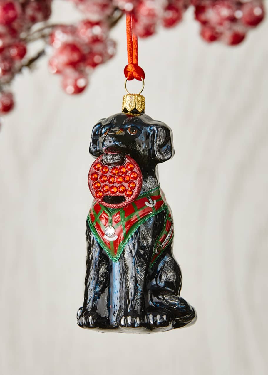 Joy To The World Collectibles Black Lab with Crystal Ring Ornament ...