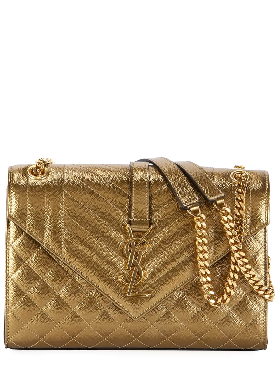 Saint Laurent Medium YSL Monogram Metallic Shoulder Bag - Bergdorf Goodman