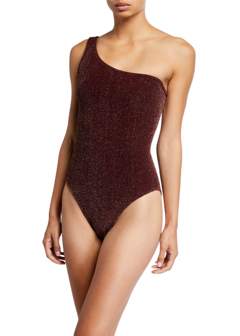 Hunza G Nancy One Shoulder Crinkle One Piece Swimsuit Bergdorf Goodman