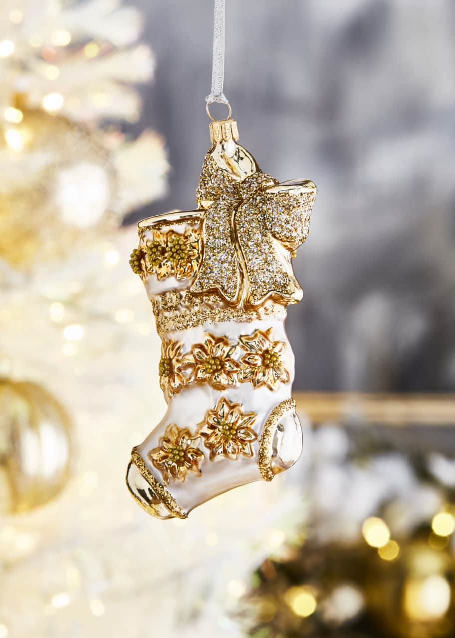 White Gold Stocking Christmas Ornament - Bergdorf Goodman
