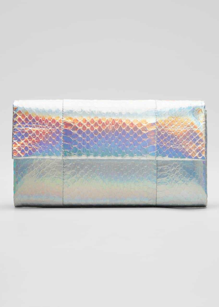 Nancy Gonzalez Gotham Small Metallic Python Snakeskin Clutch Bag ...