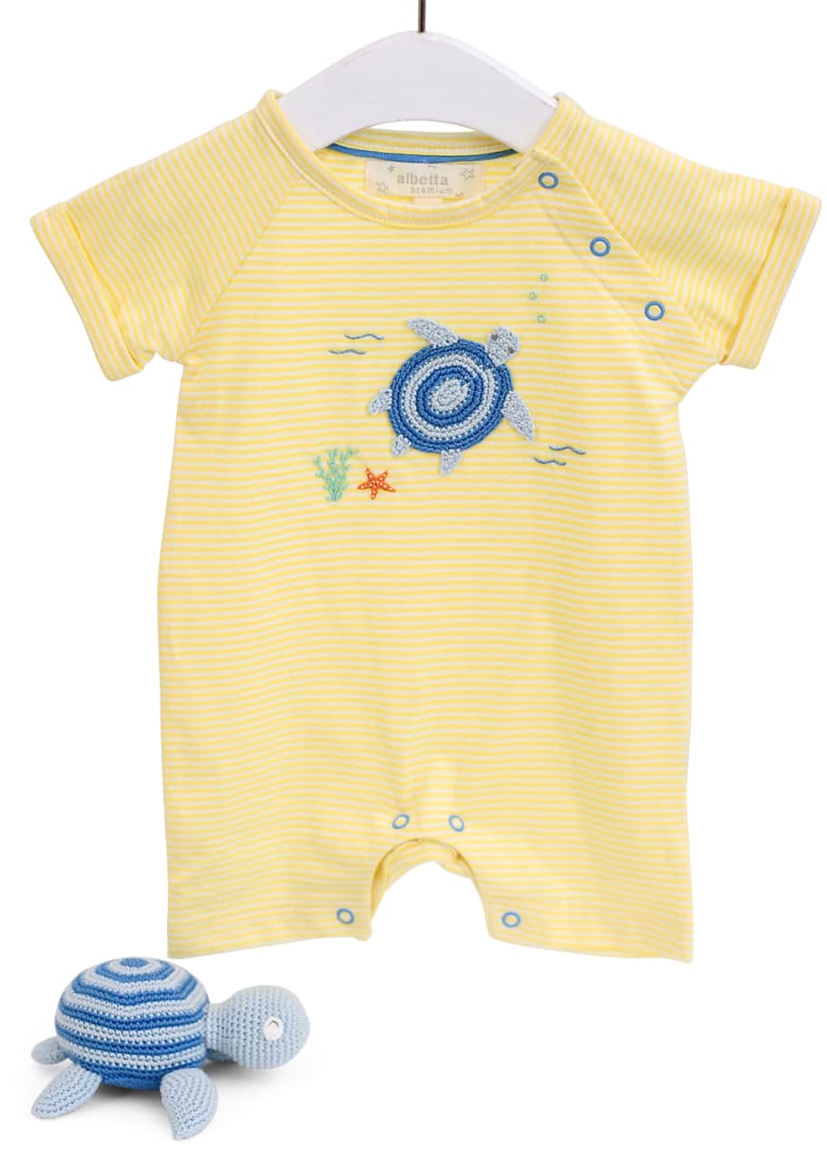 Albetta Sea Turtle Romper & Rattle Set, Size 0-12 Months - Bergdorf Goodman