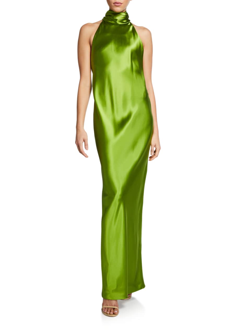 Brandon Maxwell Backless Silk Halter Gown - Bergdorf Goodman