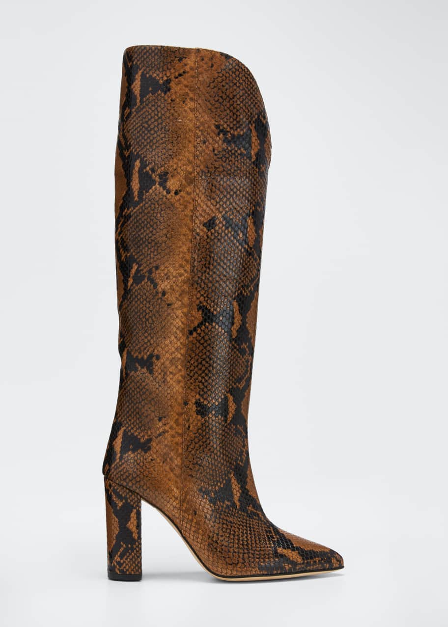 Paris Texas Python-Printed Knee Boots - Bergdorf Goodman