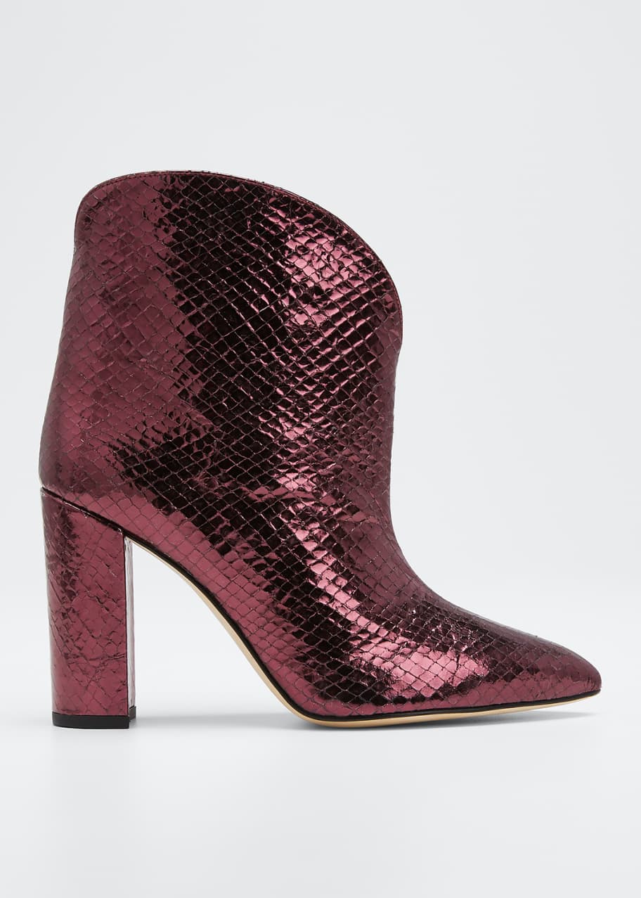 Paris Texas 100mm Metallic Python-Print Leather Booties - Bergdorf Goodman