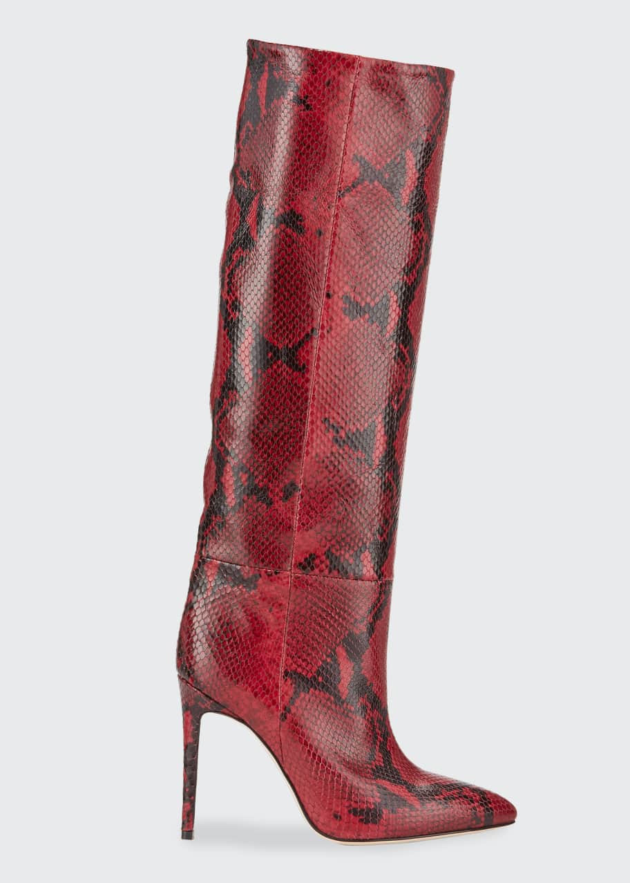 Paris Texas Python-Print Stiletto Knee Boots - Bergdorf Goodman