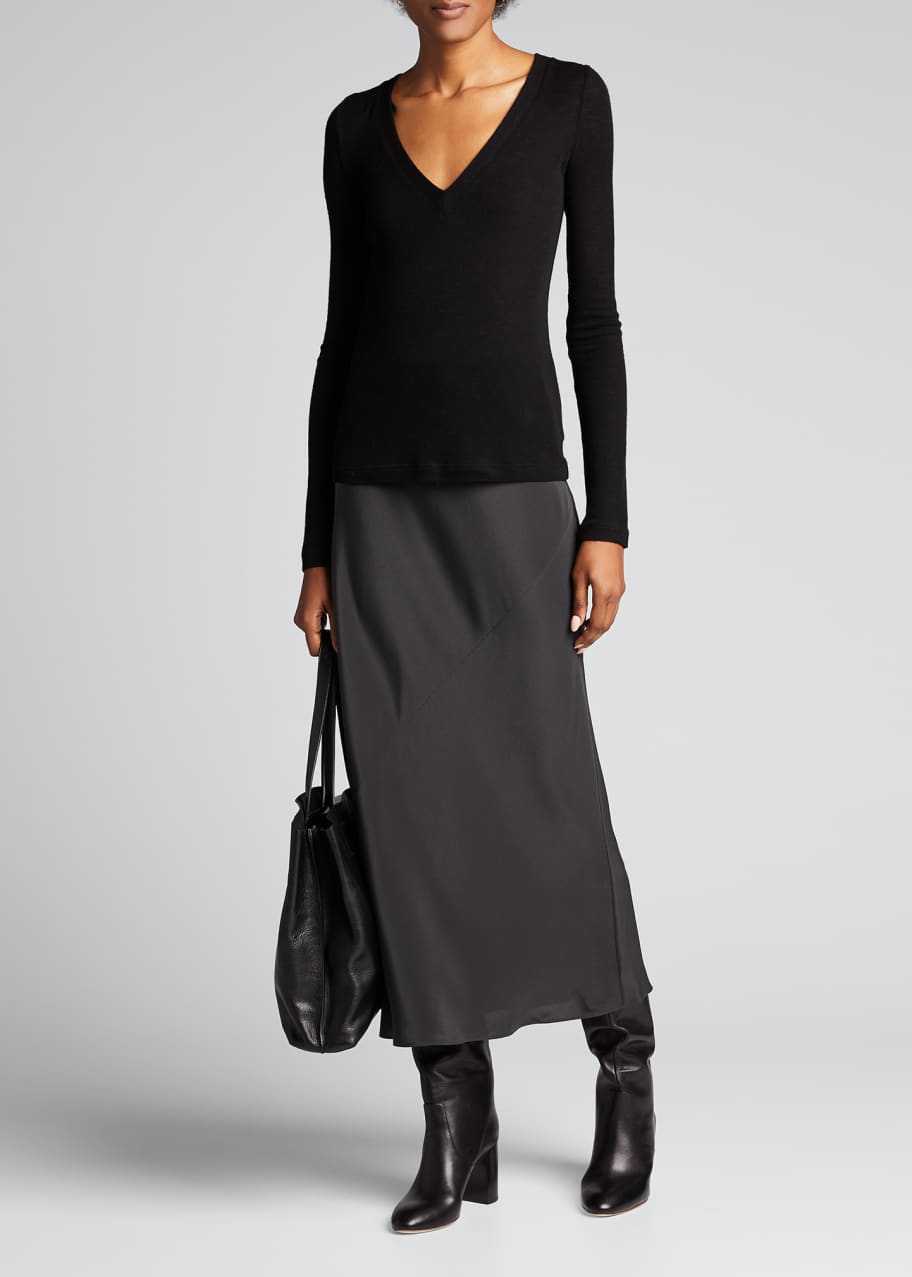 Vince Open V-Neck Long-Sleeve Wool Sweater - Bergdorf Goodman