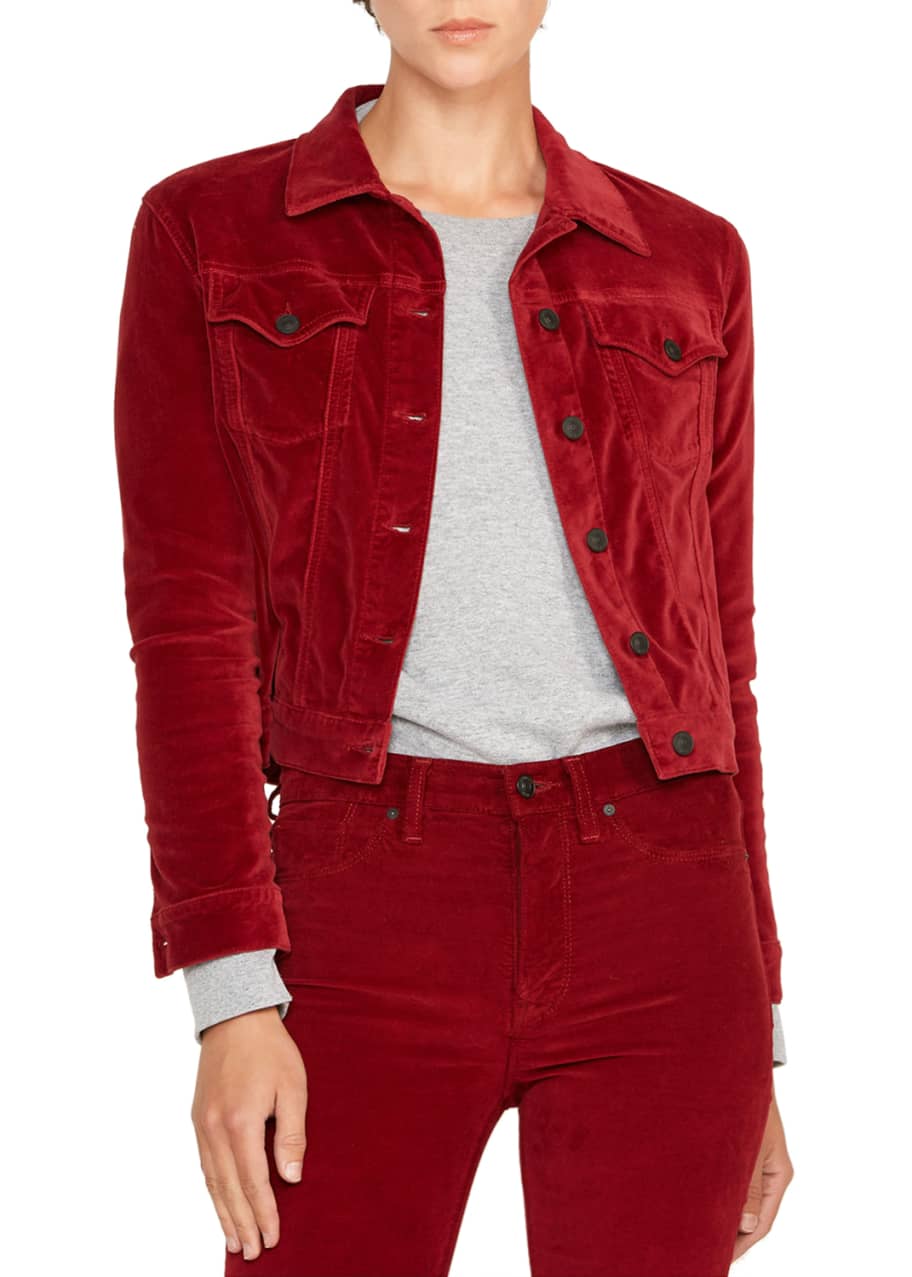 Hudson Classic Fitted Velvet Trucker Jacket - Bergdorf Goodman